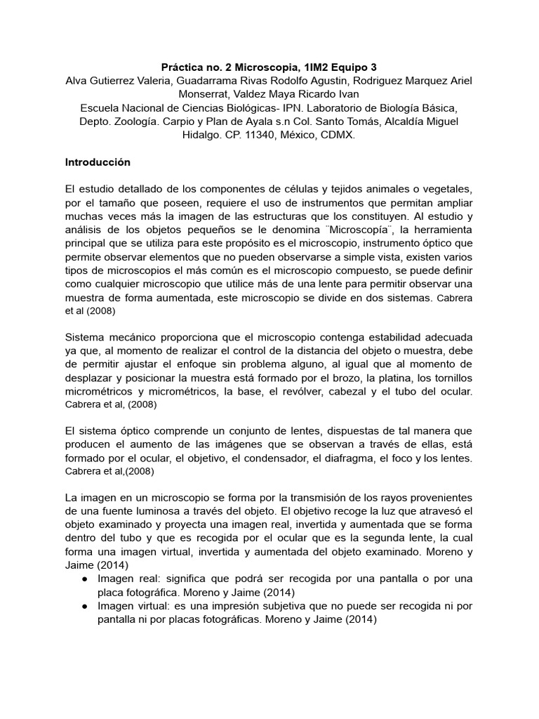 Practica 2 Micros | PDF | Microscopio | Óptica