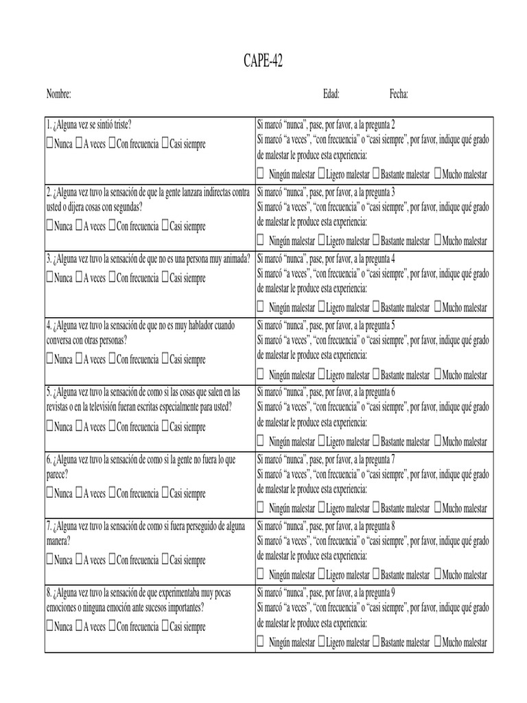 Cape 42 Test | PDF | Sicología