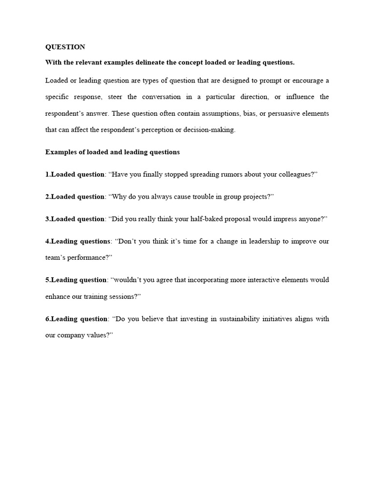 Understanding Leading Questions | PDF