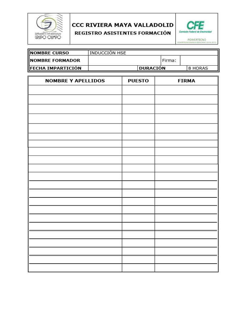 Registro de Firmas de Asistencia A Inducción | PDF