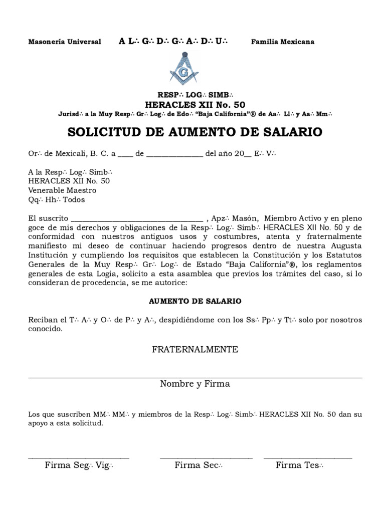 Solicitud De Aumento De Salario Pdf