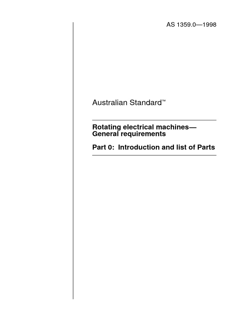 1359.0-1998 Rotating Electrical Machines General Requirements | PDF ...