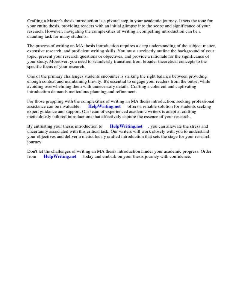 How To Write An Ma Thesis Introduction | PDF | Thesis | Hypothesis
