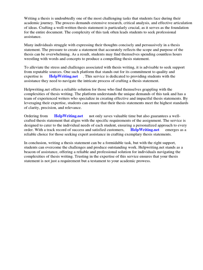 Examples of Written Thesis Statements | PDF