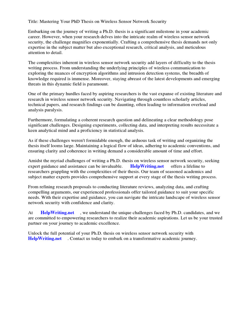 Phd Thesis On Wireless Sensor Network Security Pdf Wireless Sensor Network Computer Network