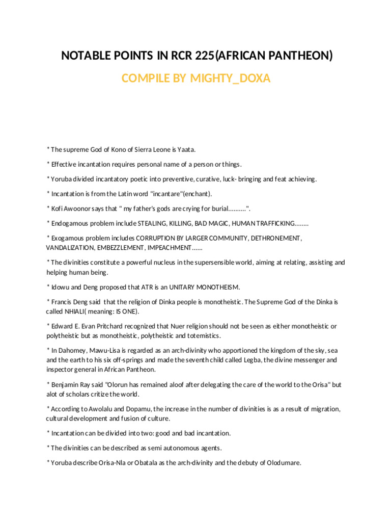 African Pantheon by MIGHTY - DOXA | PDF | Deities | God