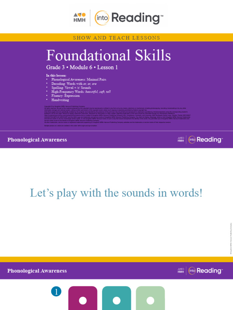 Foundational Skills: Grade 3 - Module 6 - Lesson 1 | PDF | Copyright ...