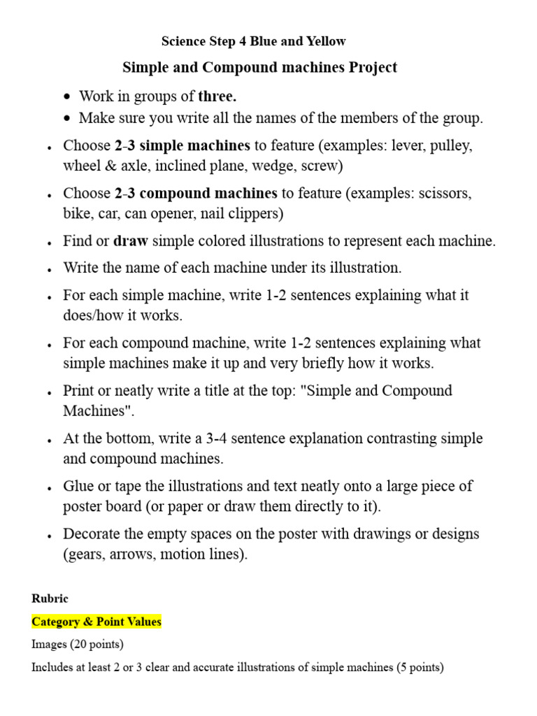 Simple and Compound Machines Project | PDF | Machines | Mechanical ...