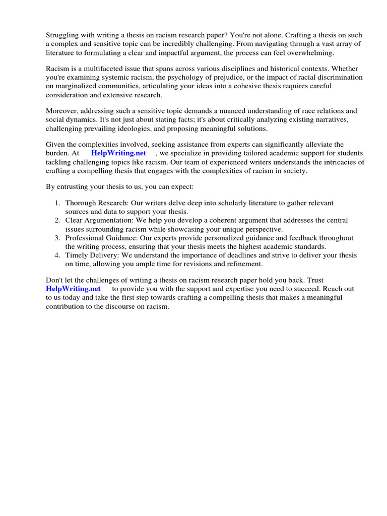 Racism Research Paper Thesis | PDF