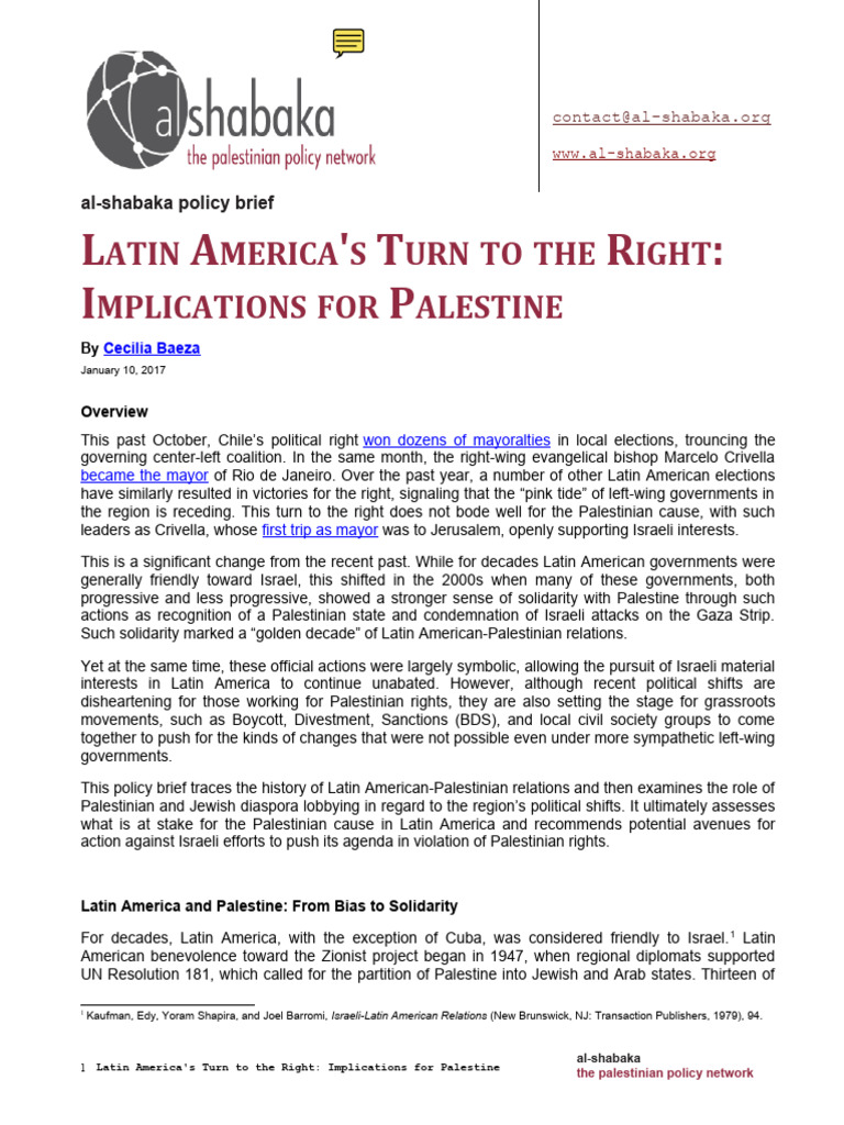 Baeza - Latin America's Turn To The Right - Implications For Palestine ... Baeza - Latin America's Turn To The Right - Implications For Palestine ...