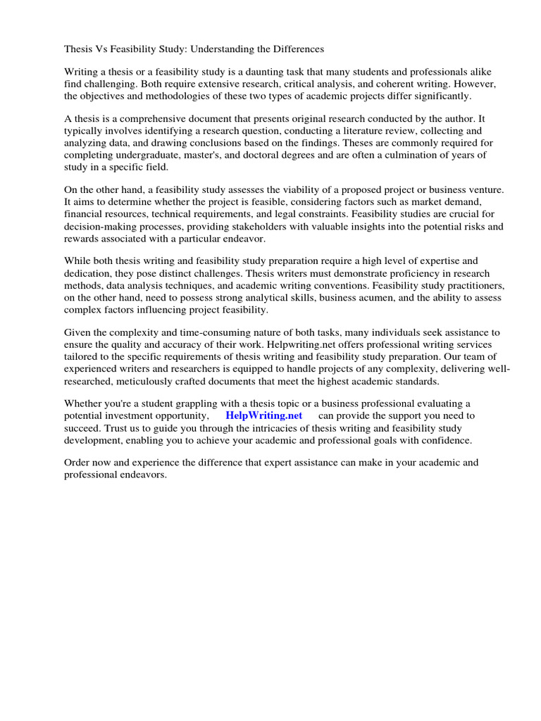 Thesis Vs Feasibility Study | PDF | Feasibility Study | Randomized ...