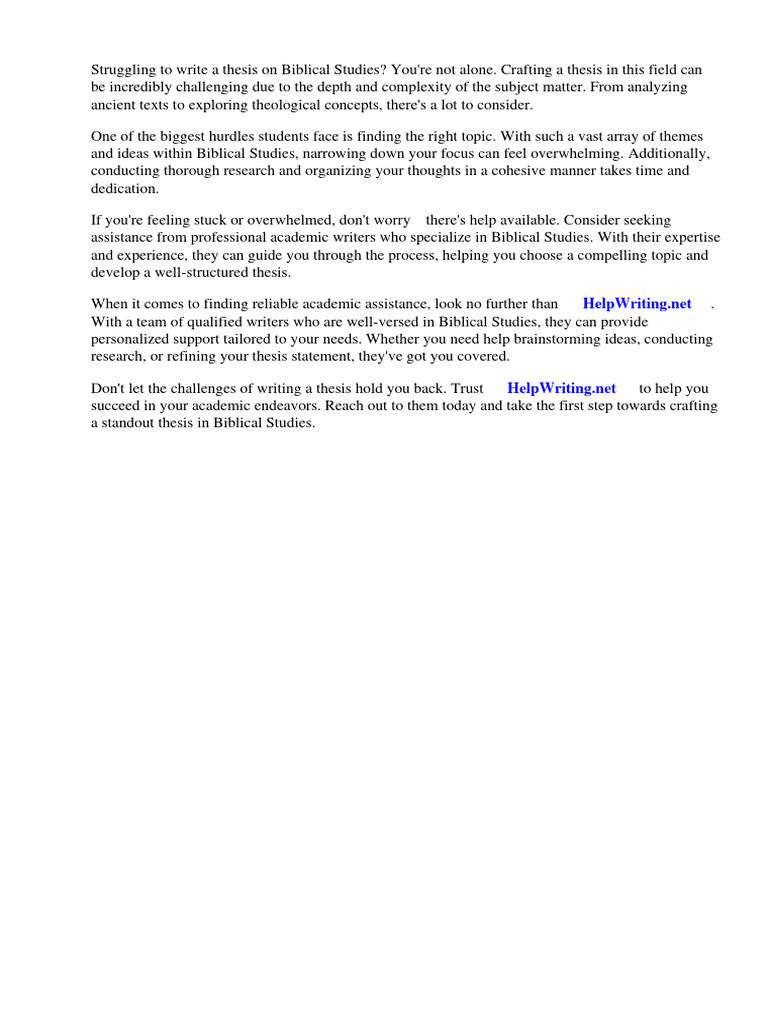 Biblical Studies Thesis Topics | PDF | Bible | Jesus