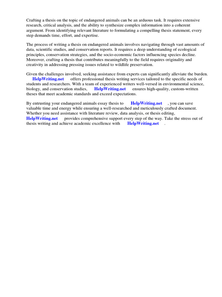 Endangered Animals Essay Thesis | PDF | Endangered Species | Climate Change