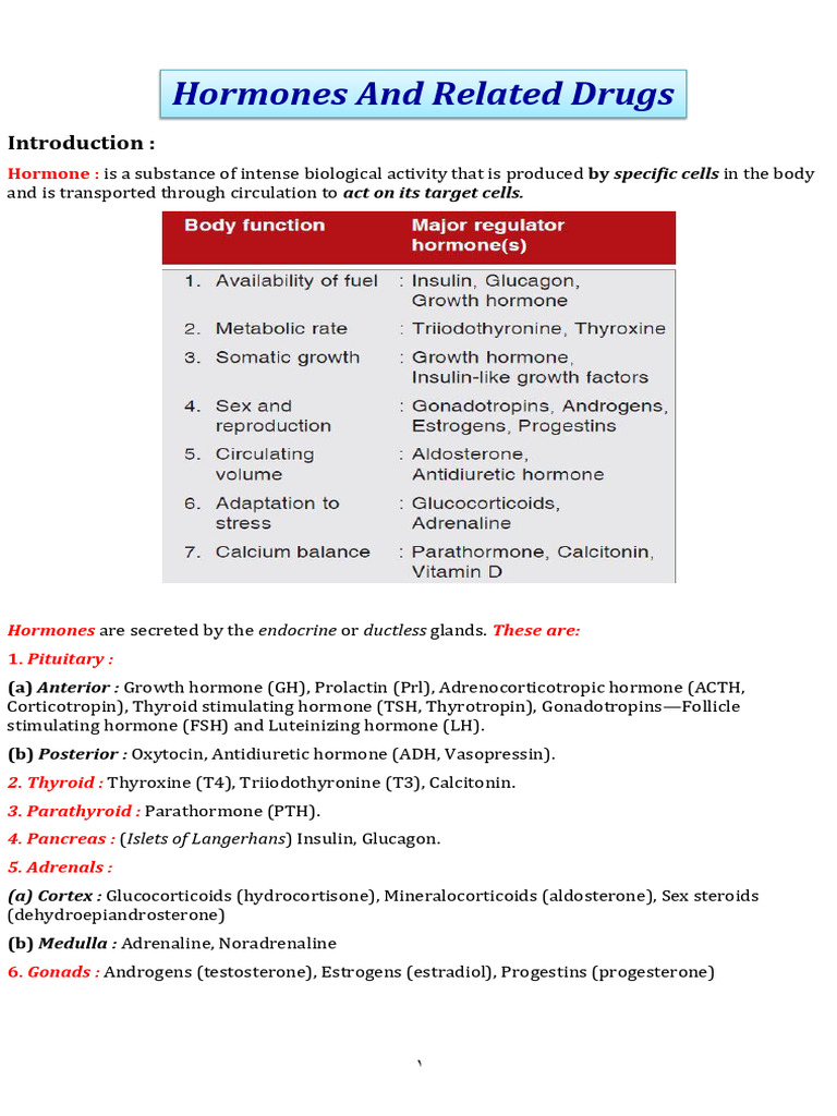 1 Hormone intro. | PDF | Luteinizing Hormone | Hormone