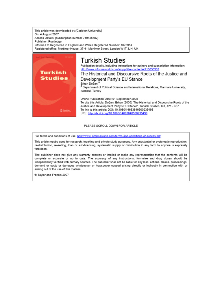 Historical Roots of AKP's EU Stance | PDF | Justice And Development ...