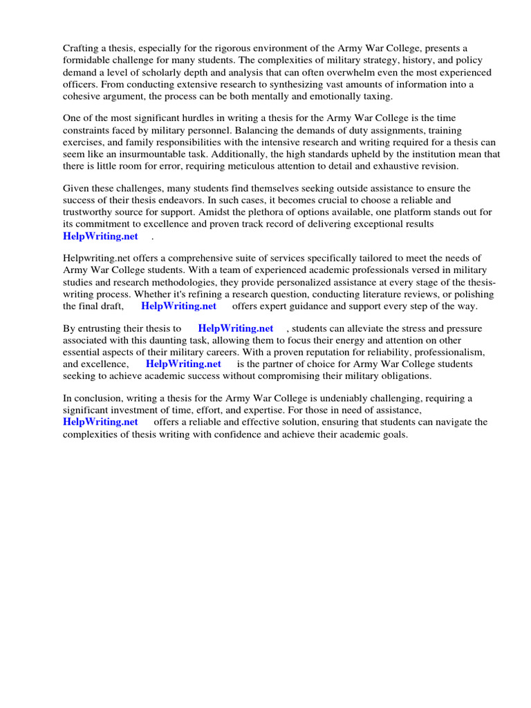 Army War College Thesis | PDF