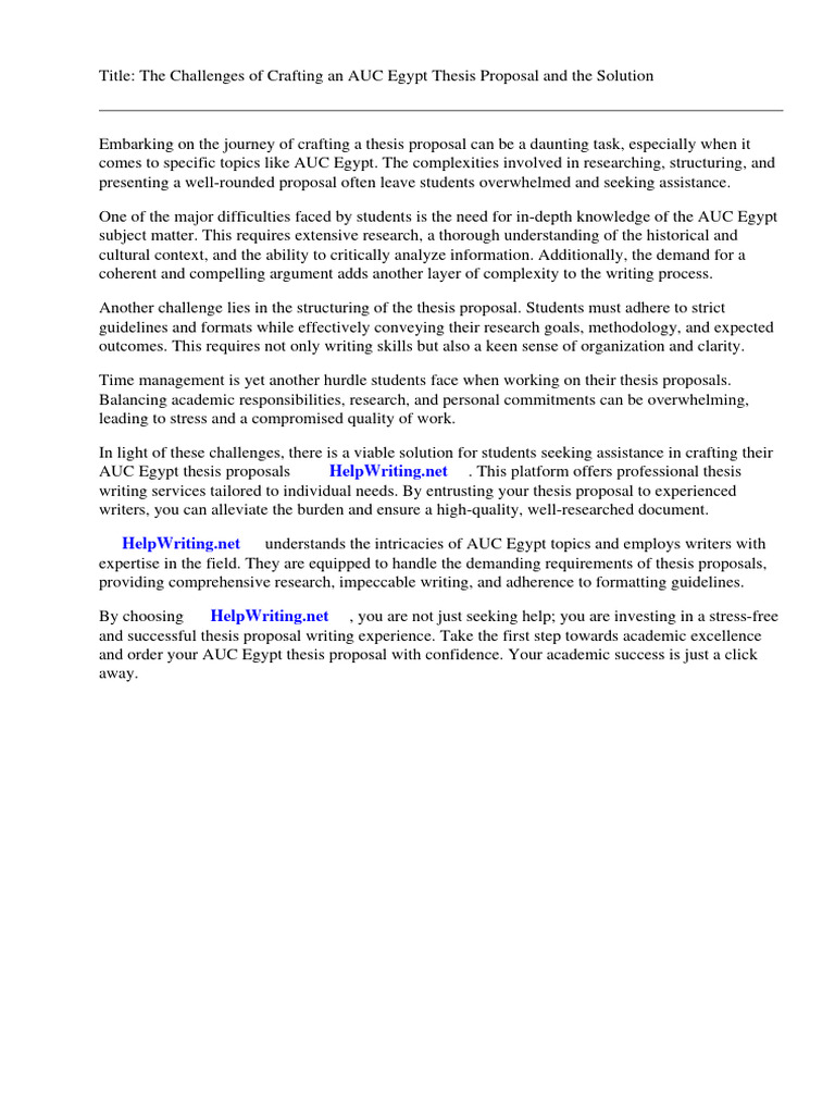 Auc Egypt Thesis Proposal | PDF | Business | Science & Mathematics