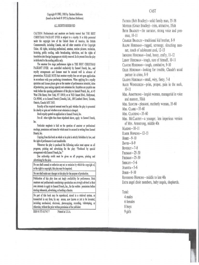 Best christmas pageant ever stage play | PDF