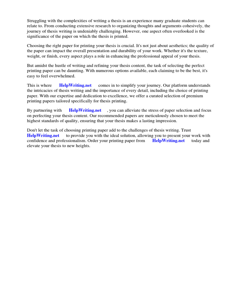 Thesis Printing Paper | PDF