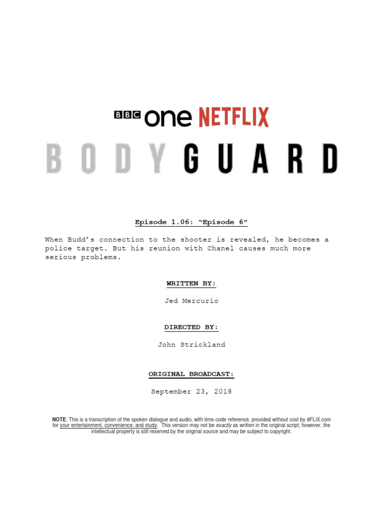 Bodyguard Episode Script Transcript Season 1 06 Episode 6 | PDF