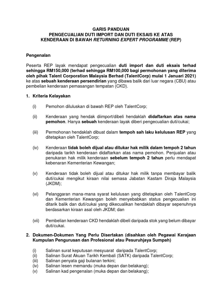 Garis Panduan 2021 Pengecualian Duti Import Dan Duti Eksais Ke Atas ...