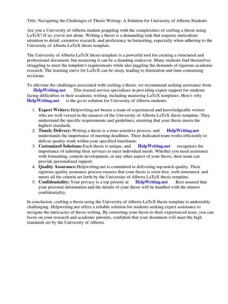 University of Alberta Latex Thesis Template | PDF | Thesis | Writing