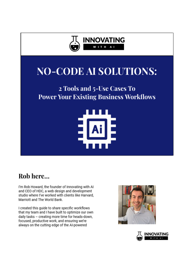 No Code Ai Solutions Innovating With Ai Pdf Spreadsheet Email Address