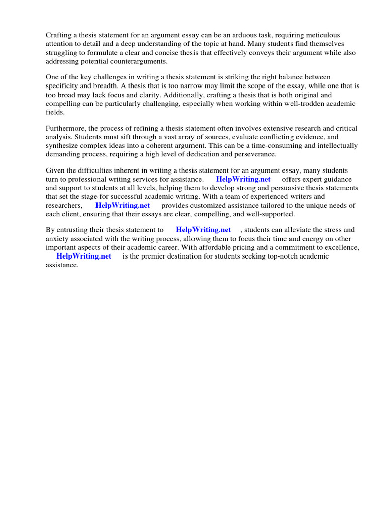 Examples of Thesis Statements For Argument Essays | PDF | Essays