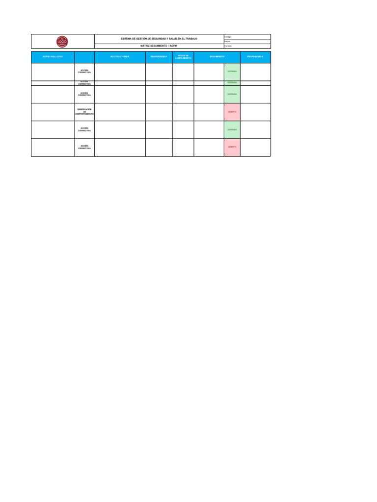 Matriz ACPM en Seguridad y Salud Laboral | PDF