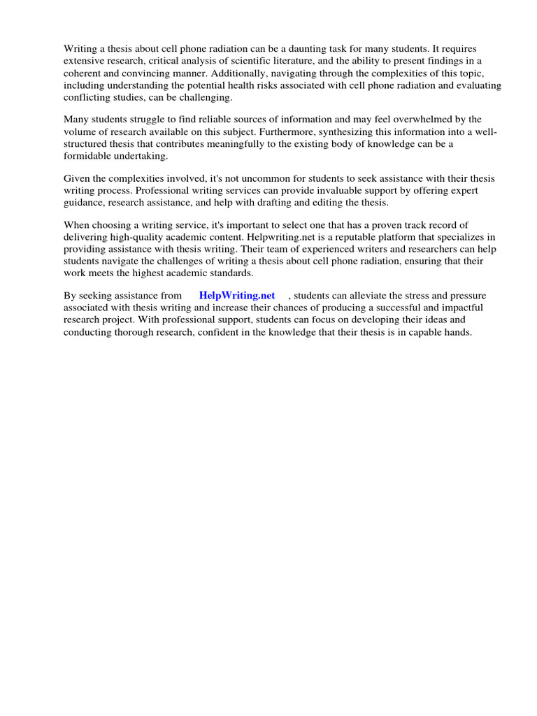 Thesis About Cell Phone Radiation PDF