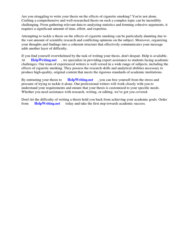 Effects of Cigarette Smoking Thesis | PDF