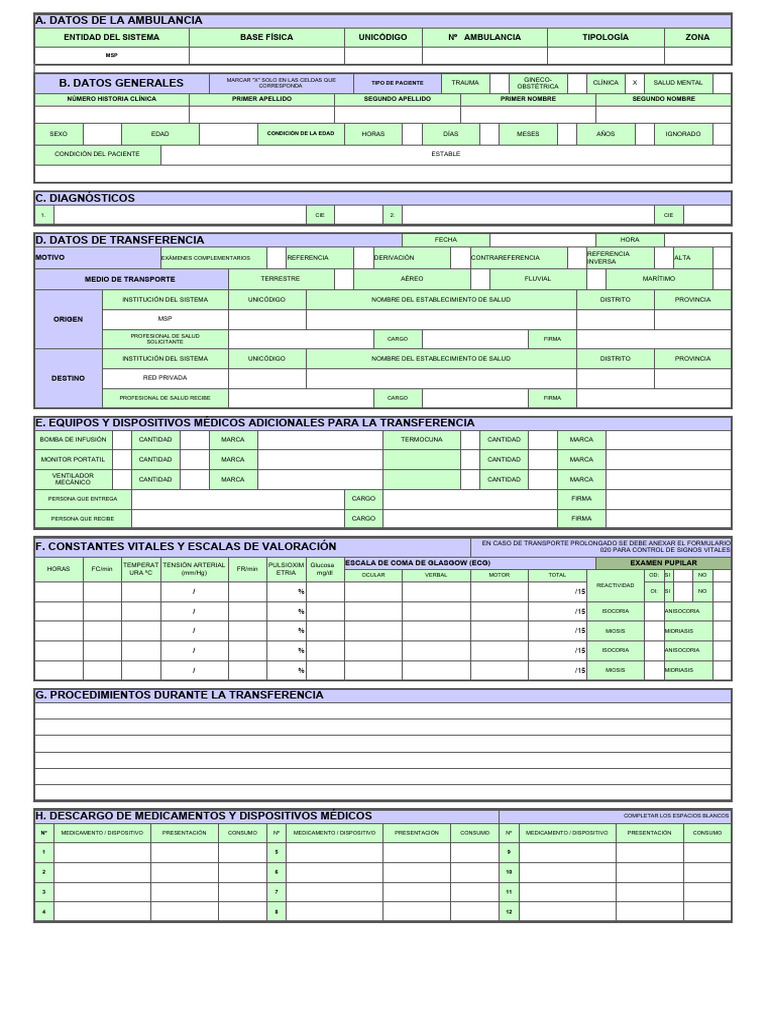 Form 119 Ecu911 Ambulancia | PDF