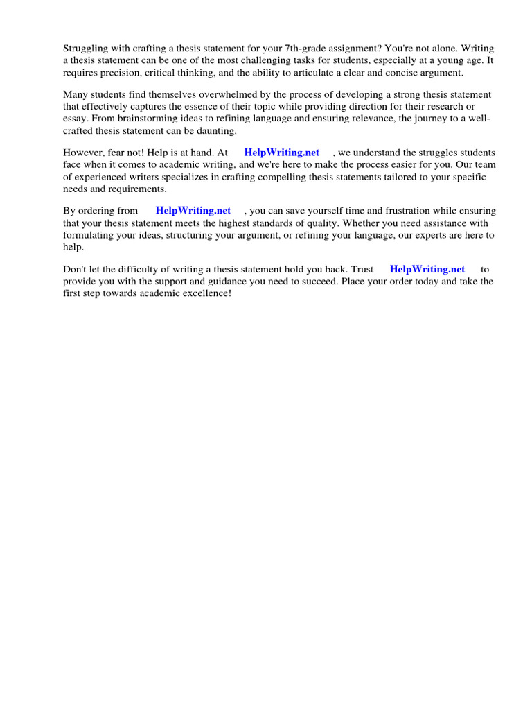 7th Grade Thesis Statement Help | PDF