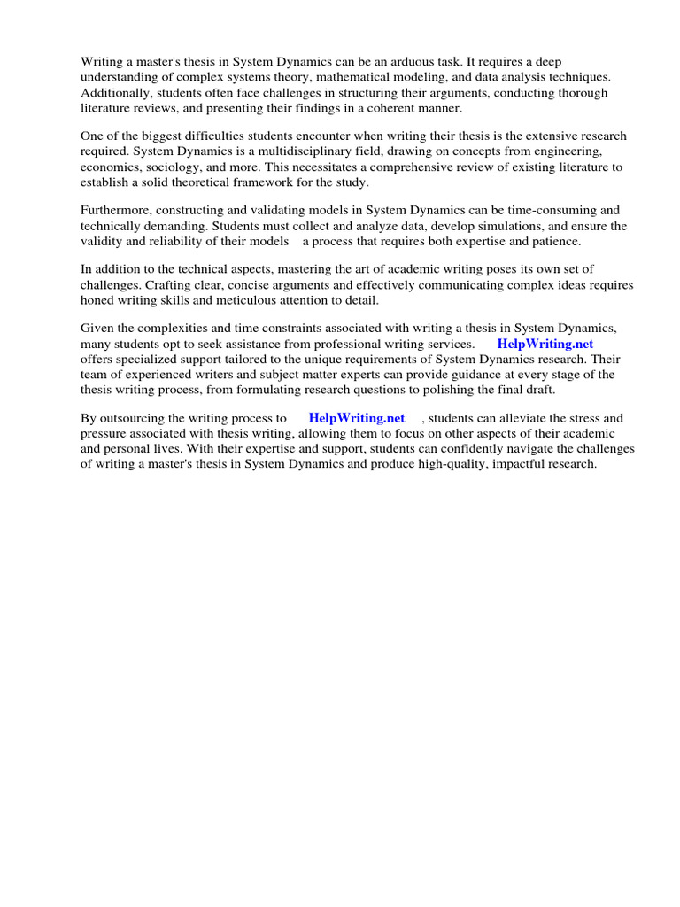 Master Thesis System Dynamics | PDF | Thesis | Expert