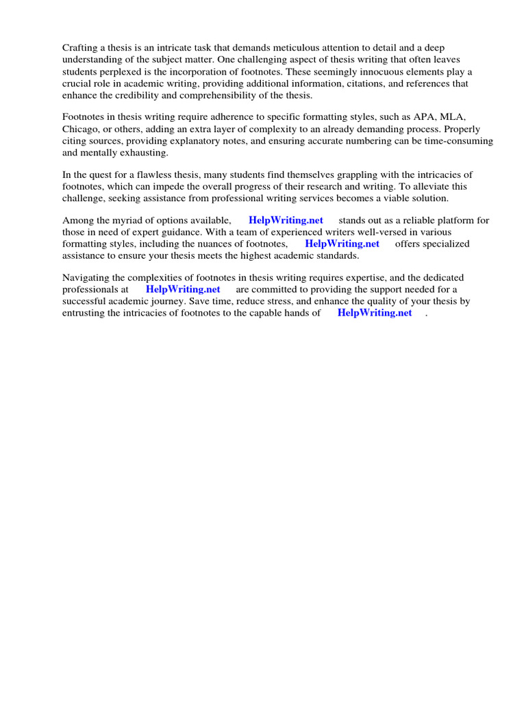 Footnotes in Thesis Writing | PDF | Citation | Note (Typography)