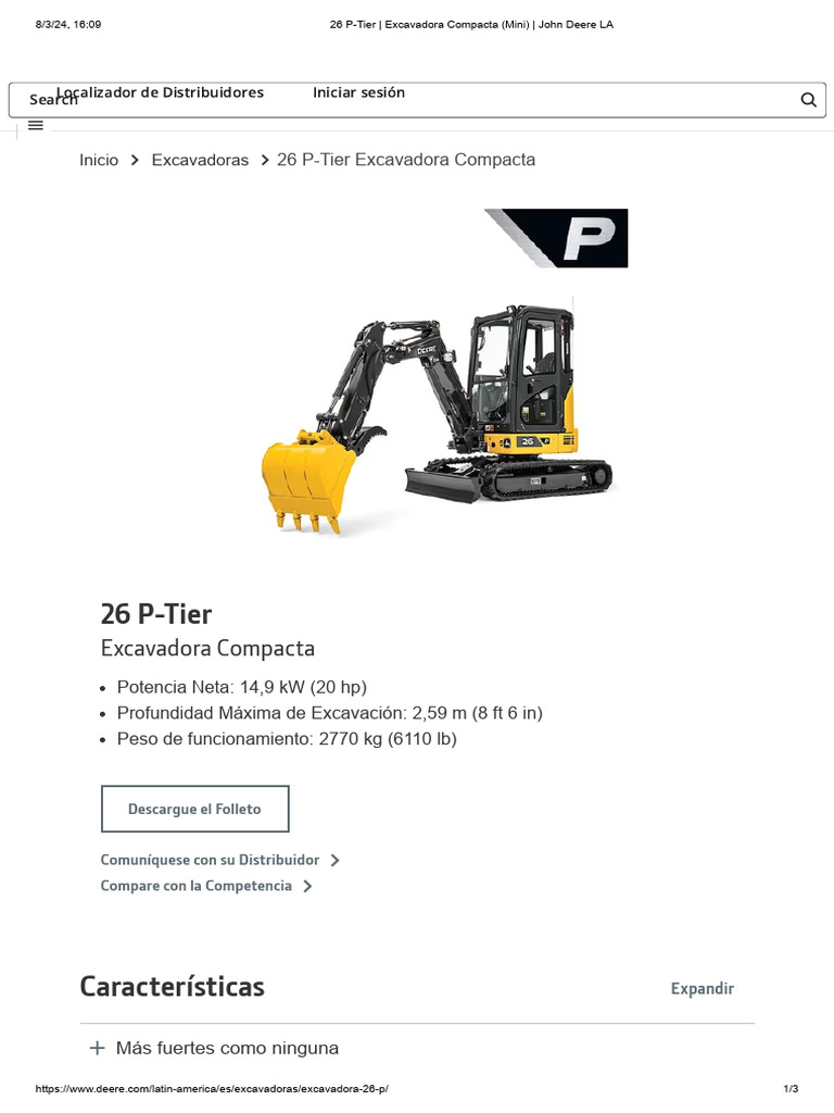 Excavadora Compacta John Deere 26 P-Tier | PDF | Estilos de carrocería ...