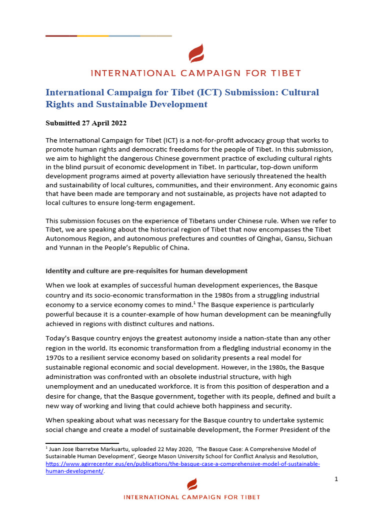 Tibet's Cultural Rights and Development Issues | PDF