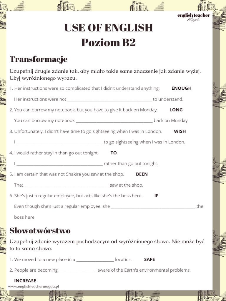 B2 Use of English Exercises and Answers | PDF