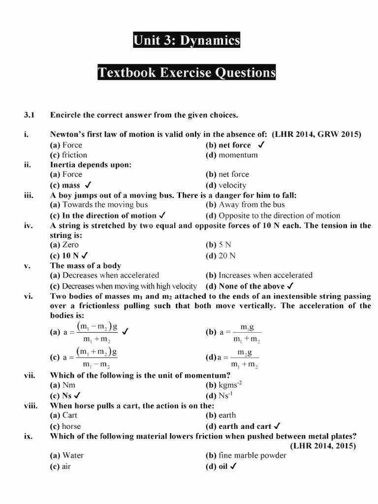9th Phy Chap 3 Exercise MCQs & SQs | PDF 9th Phy Chap 3 Exercise MCQs & SQs | PDF