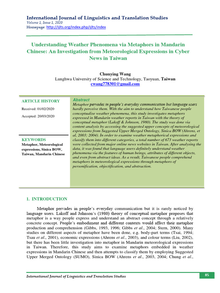 Understanding Weather Phenomena via Metaphors in M | PDF | Metaphor ...