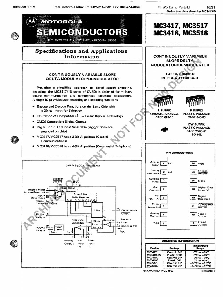 IC - MC3417 - MC3418 - Datasheets | PDF | Operational Amplifier | Amplifier