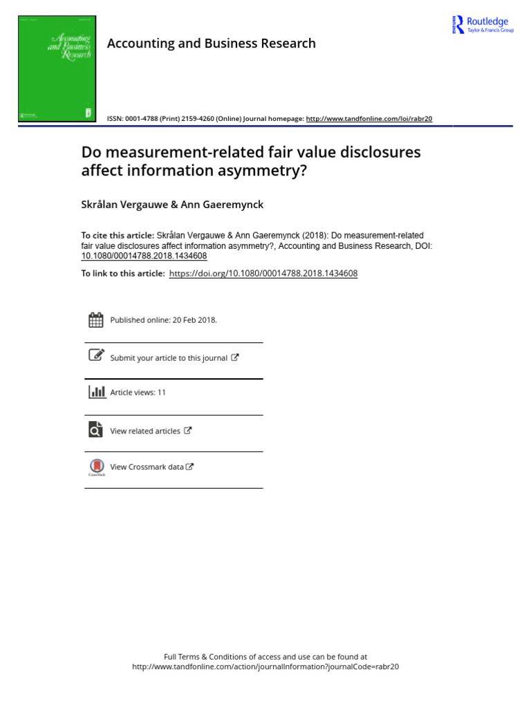 Do Measurement Related Fair Value Disclosures Affect Information ...