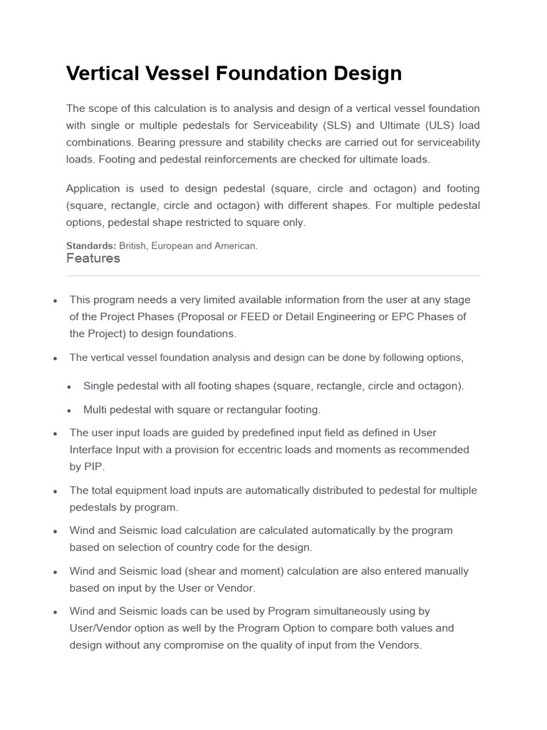 Vertical Vessel Foundation Design-Sample Points | PDF | Shear Stress ...