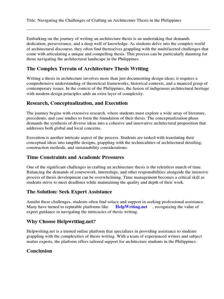 Architecture Thesis Topics Philippines | PDF | Thesis | Design