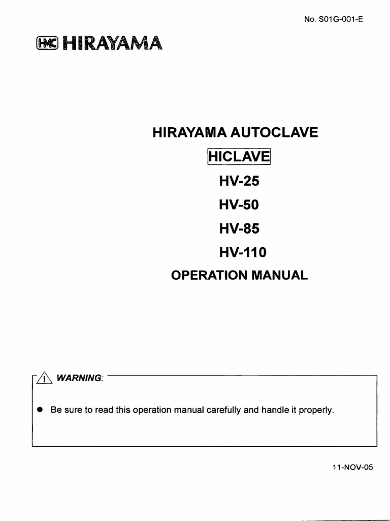 HV-25 50 85 110 Operation Manual | PDF
