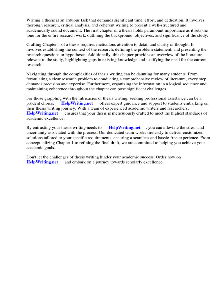 Sample of Thesis Writing Chapter 1 | PDF