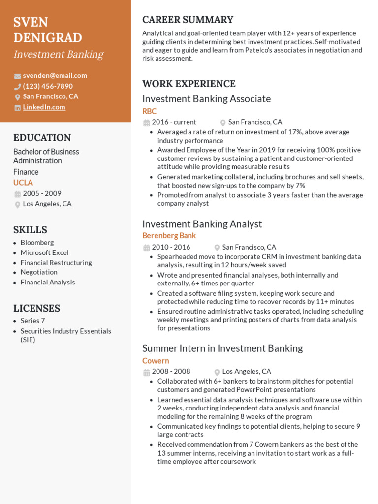 investment-banking-resume-example | PDF | Financial Analyst ...