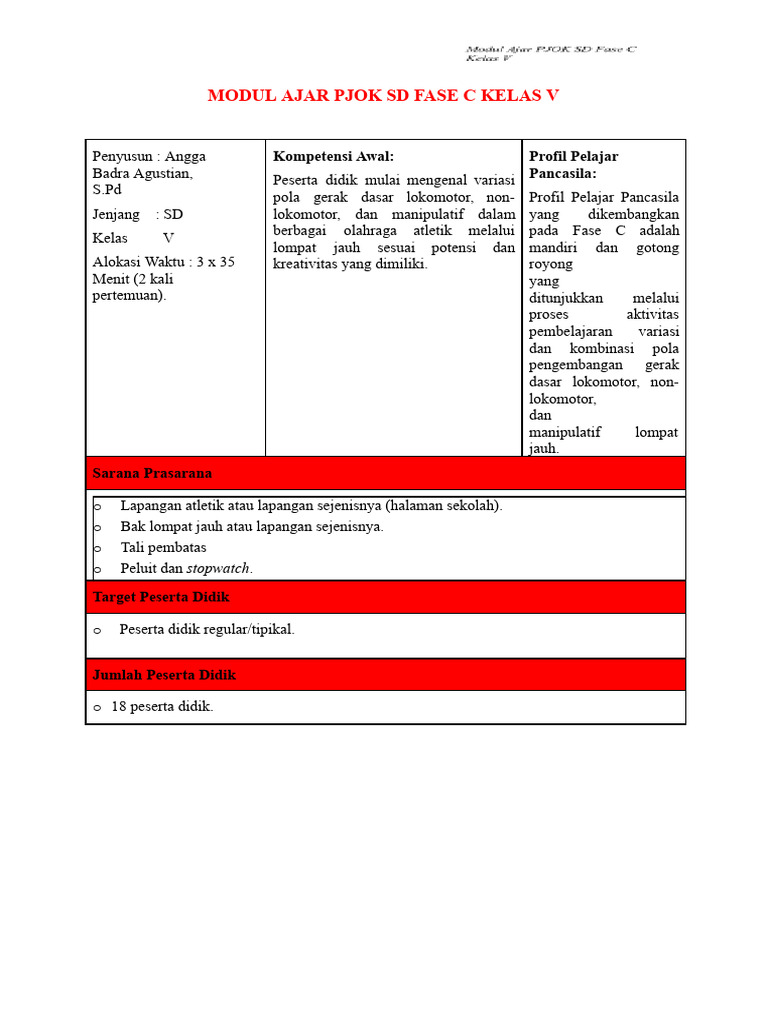 07 Modul Ajar Lompat Jauh | PDF