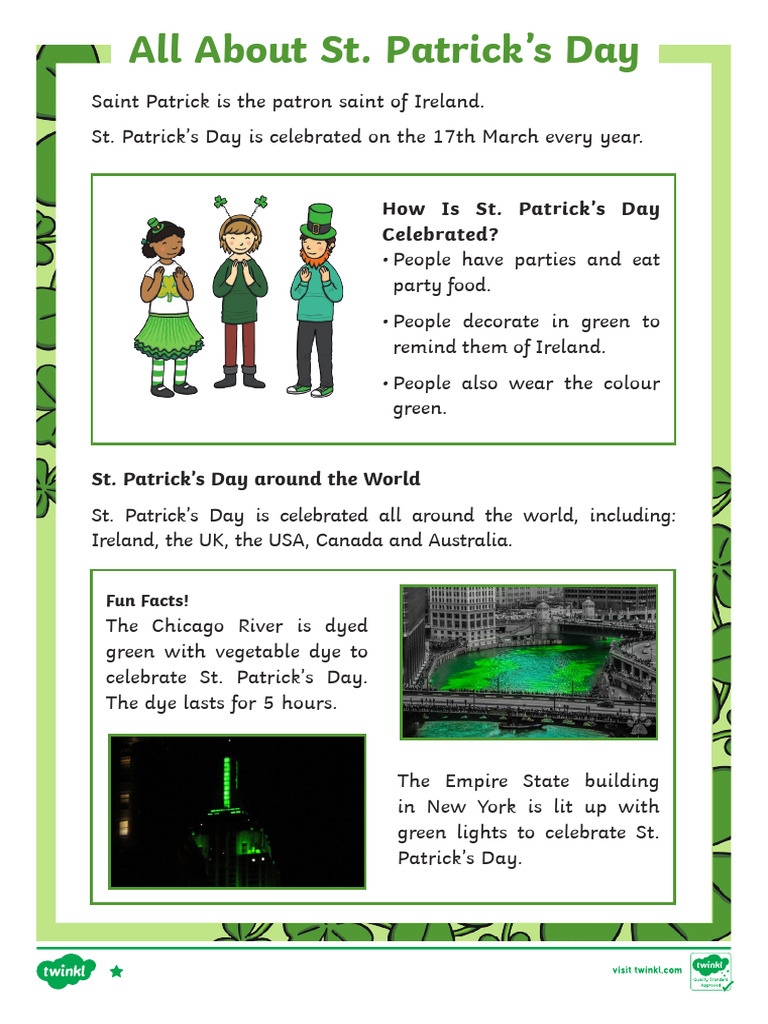 T T 2546553 ks1 ST Patricks Day Differentiated Fact File - Ver - 1 | PDF