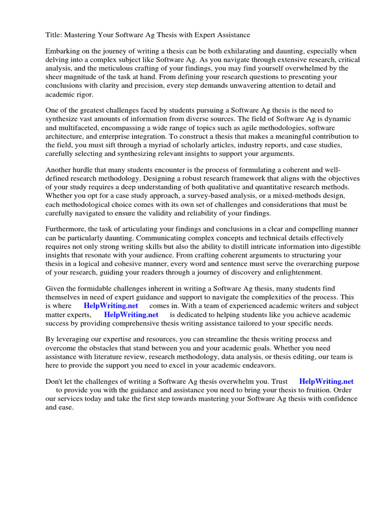 Software Ag Thesis | PDF | Methodology | Thesis